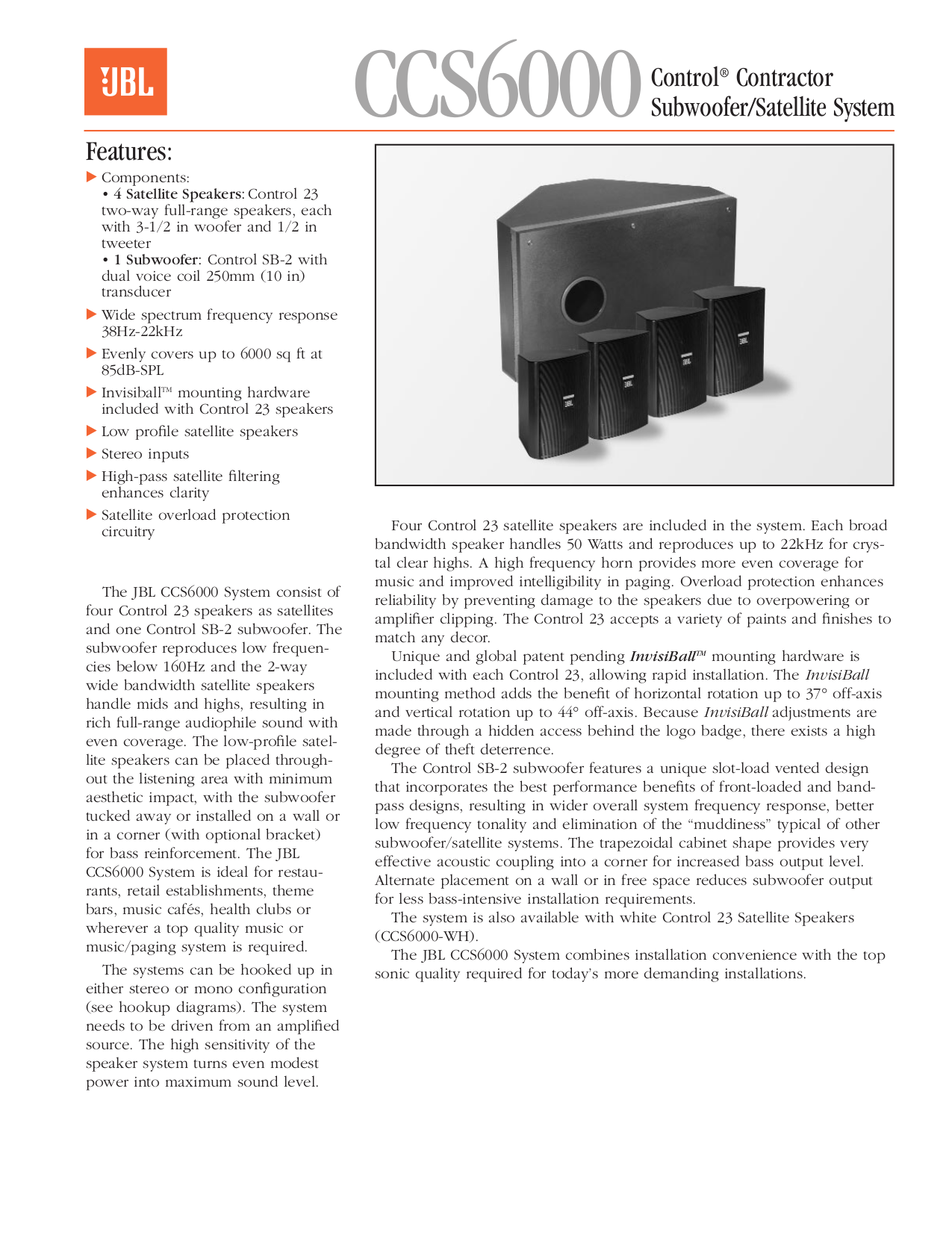 Download free pdf for JBL Control Control 23T Speaker manual